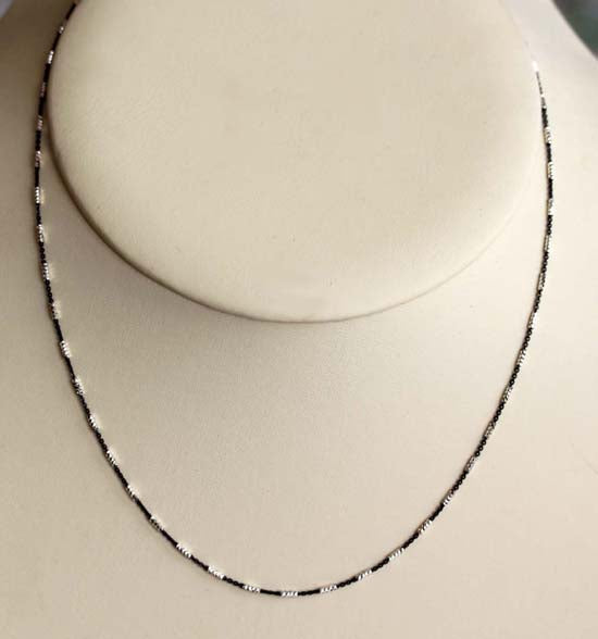 18 Inch Long Black and White 925 Sterling Silver Chain – My Shopping Online