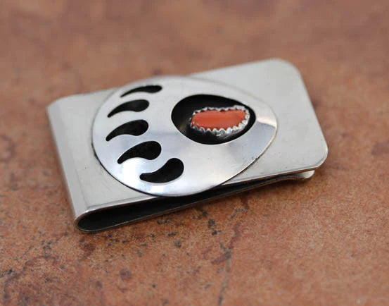 Sterling Silver Navajo Coral Bear Claw Money Clip – My Shopping Online