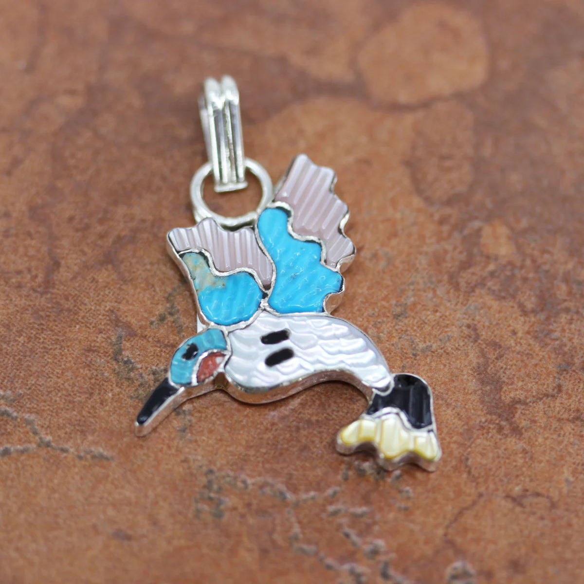 Sterling Silver Zuni Multi-Stone Hummingbird Pendant – My Shopping Online
